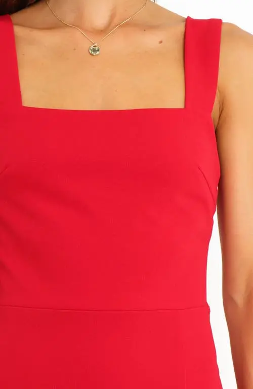 PETAL & PUP Hyatt Square Neck Midi Dress - Red