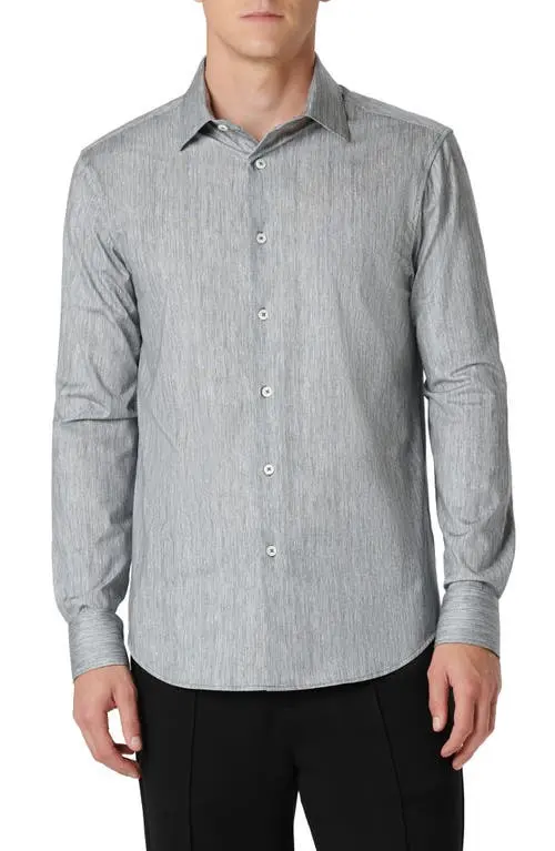 Bugatchi James Ooohcotton® Chambray Print Button-up Shirt - Black