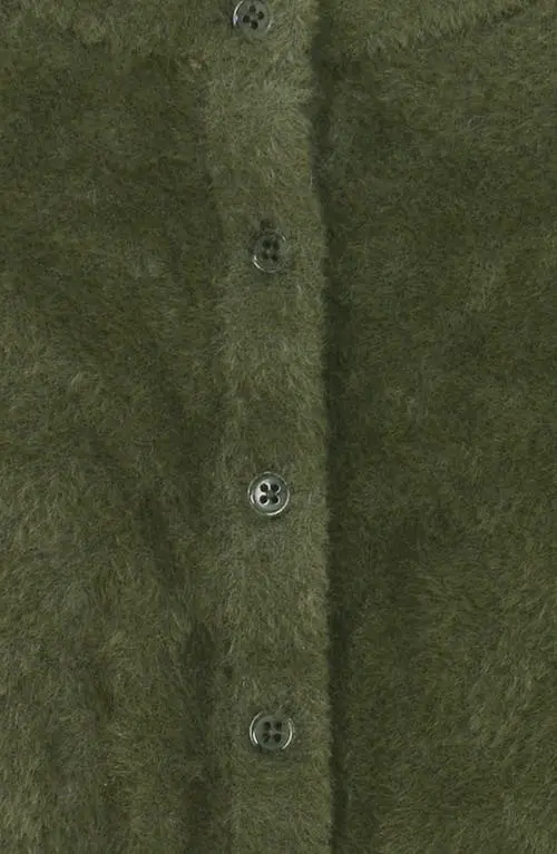 House Of Cb Gene Chenille Crop Cardigan - Khaki