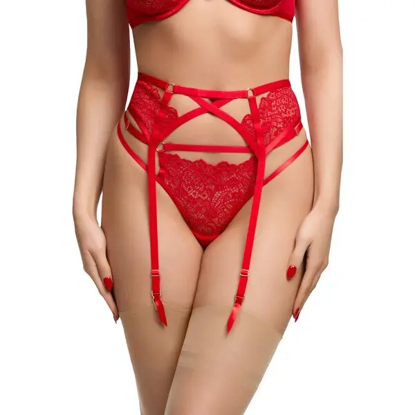 VON FOLLIES BY DITA VON TEESE Mad Xxx Suspender Belt - Flame