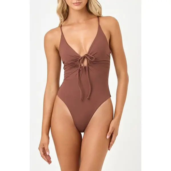 L*Space Piper Keyhole One-piece Swimsuit - Cafe