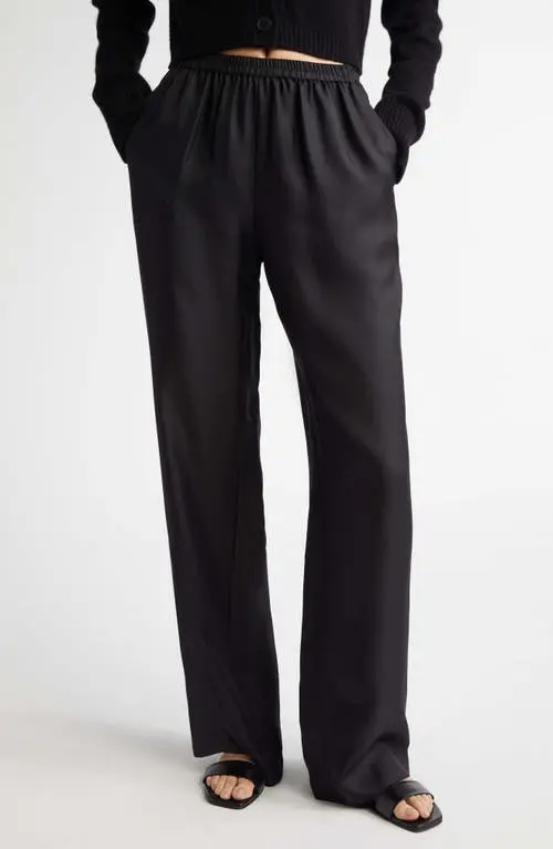 Loulou De Saison Alera Silk Straight Leg Pants - Black