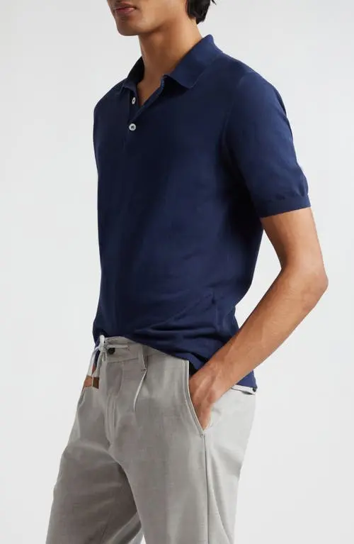 Eleventy Cotton Polo - Navy