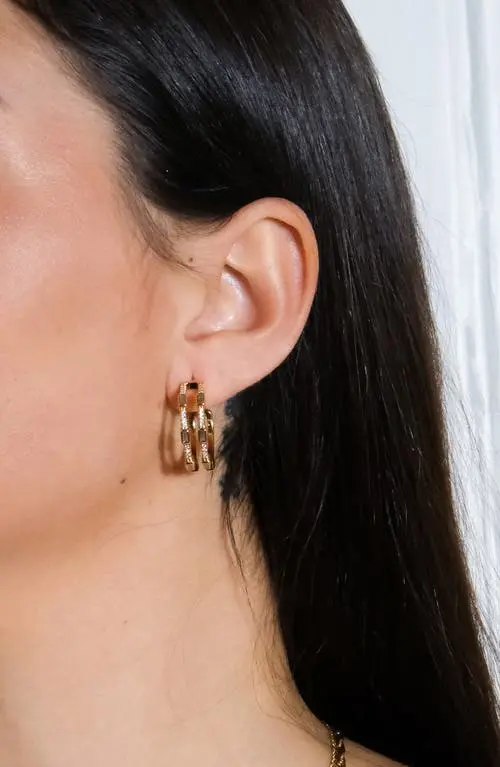 Sterling Forever Neah Cubic Zirconia Hoop Earrings - Gold