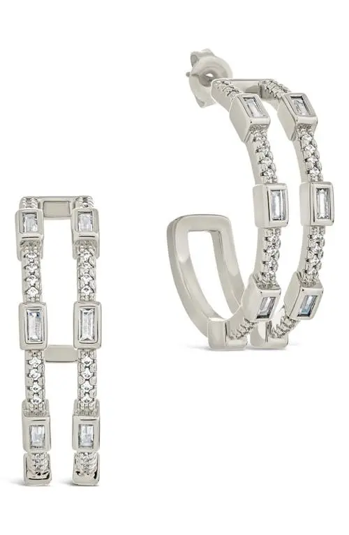 Sterling Forever Neah Cubic Zirconia Hoop Earrings - Silver