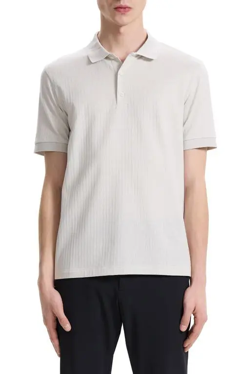 Theory Zelig Jacquard Stripe Cotton Polo - Limestone/white