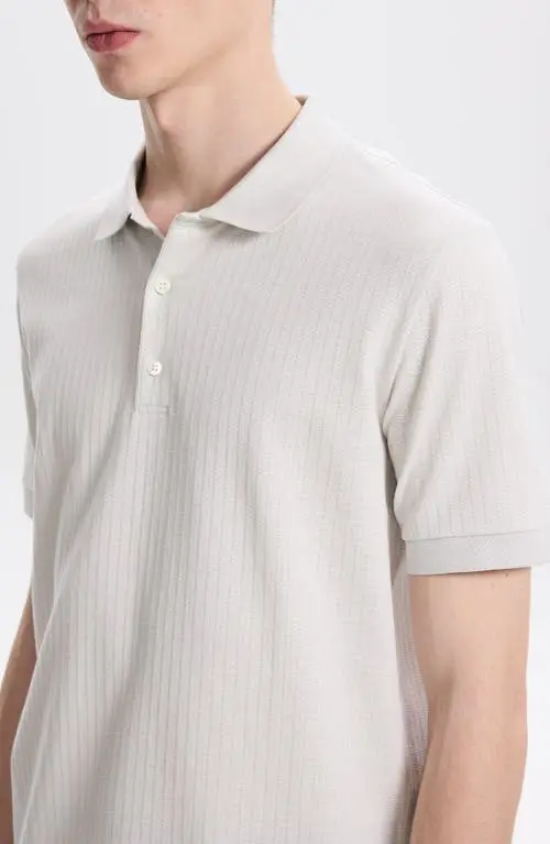 Theory Zelig Jacquard Stripe Cotton Polo - Limestone/white