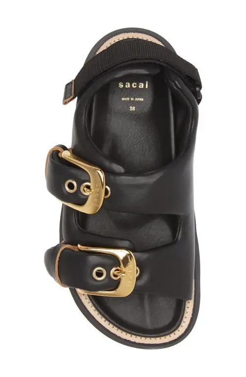 靴 sacai Black Belted Sandals 37 Sacai Hybrid Belt Sandal Sacai
