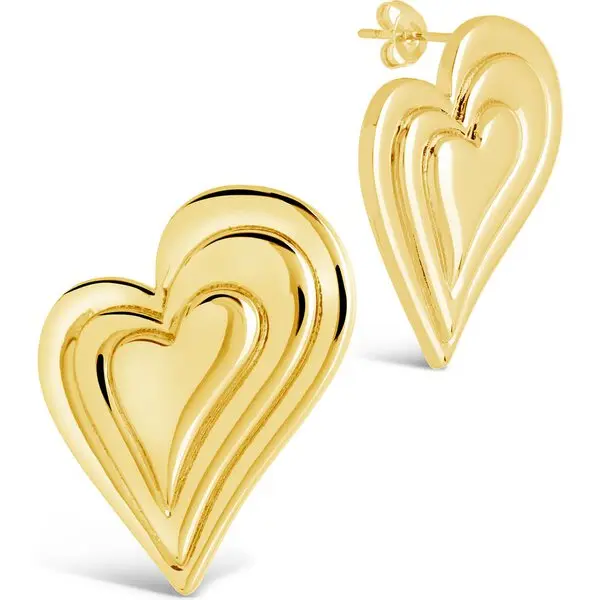 Sterling Forever Heart Stud Earrings - Gold
