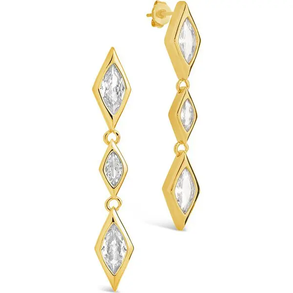 Sterling Forever Lissie Cubic Zirconia Linear Drop Earrings - Gold