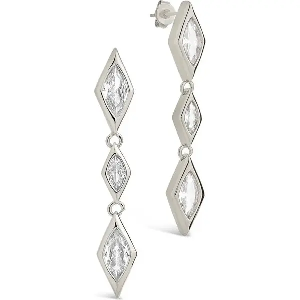 Sterling Forever Lissie Cubic Zirconia Linear Drop Earrings