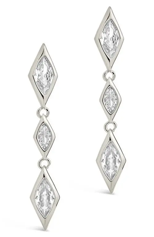 Sterling Forever Lissie Cubic Zirconia Linear Drop Earrings