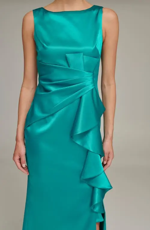 Eliza J Ruffle Satin Mermaid Gown