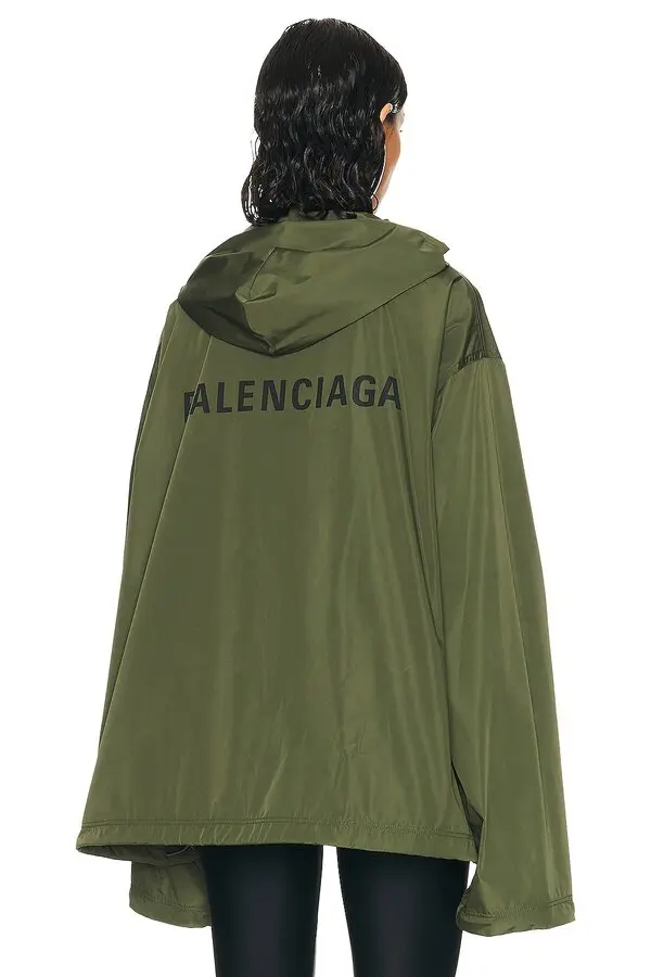 Balenciaga Hooded Rain Jacket In Green
