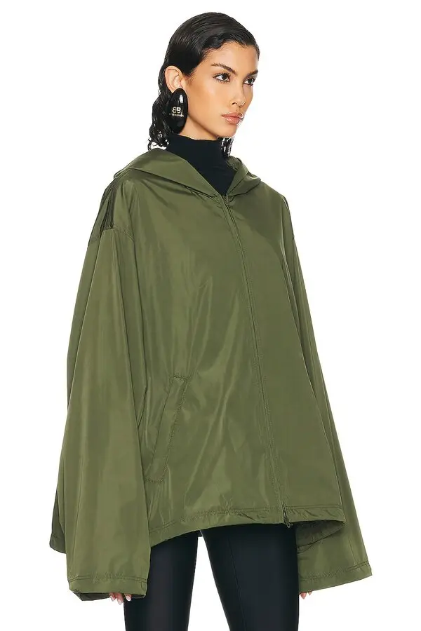 Balenciaga Hooded Rain Jacket In Green