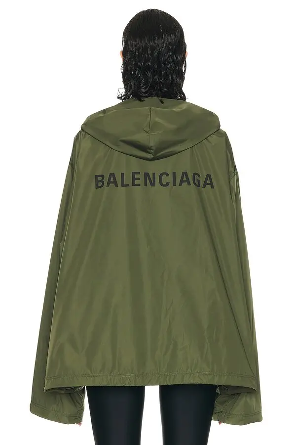 Balenciaga Hooded Rain Jacket In Green