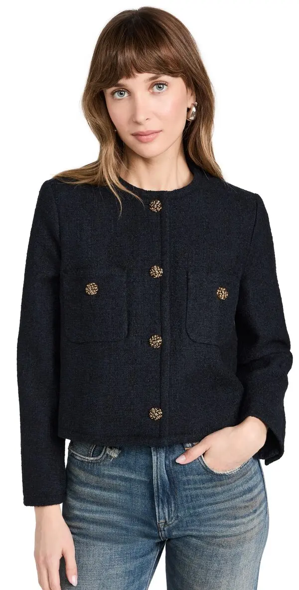 Ba&sh Meredith Tweed Jacket - Marine