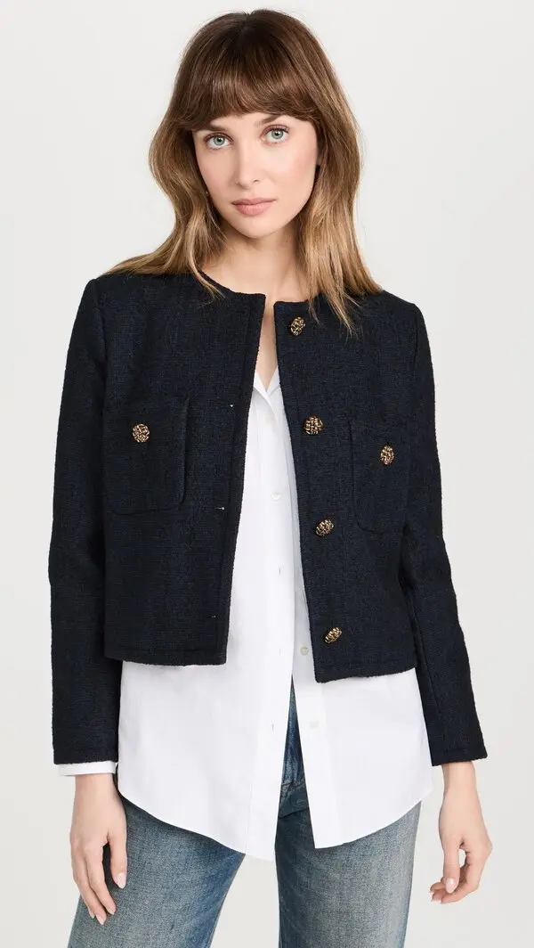 Ba&sh Meredith Tweed Jacket - Marine