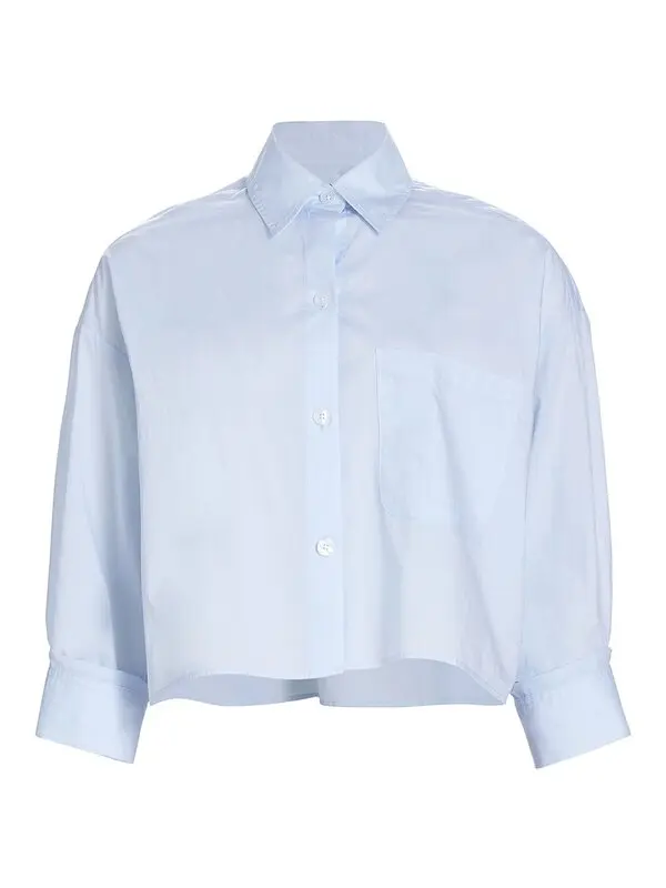 TWP Soon To Be Ex Crop Poplin Shirt - Baby Blue