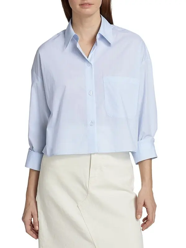TWP Soon To Be Ex Crop Poplin Shirt - Baby Blue