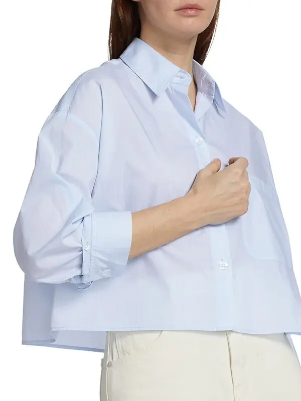 TWP Soon To Be Ex Crop Poplin Shirt - Baby Blue