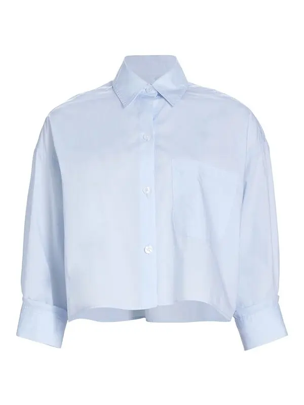 TWP Soon To Be Ex Crop Poplin Shirt - Baby Blue