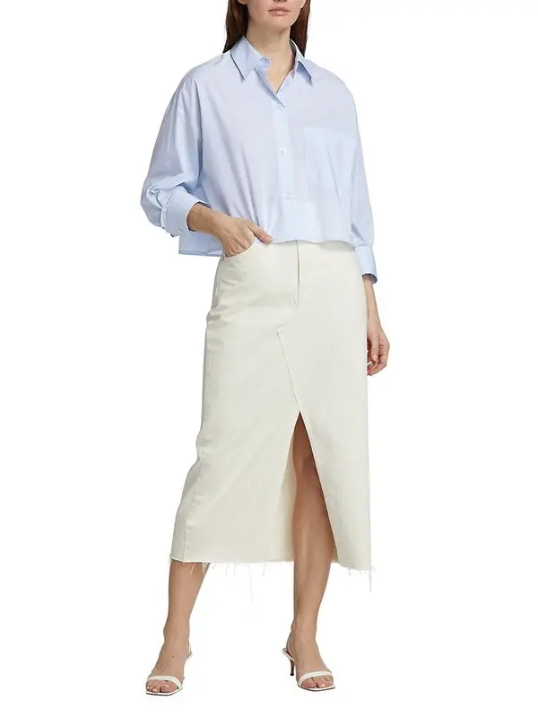 TWP Soon To Be Ex Crop Poplin Shirt - Baby Blue