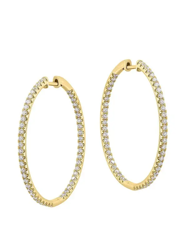 Saks Fifth Avenue Collection 14k & 1.5 Tcw Diamond Inside-out Hoop Earrings - Yellow Gold
