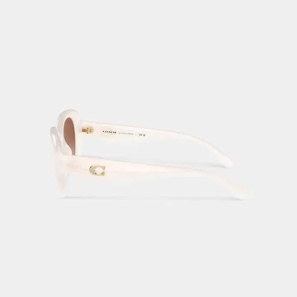 COACH C Hardware Round Sunglasses - Milky Ivory