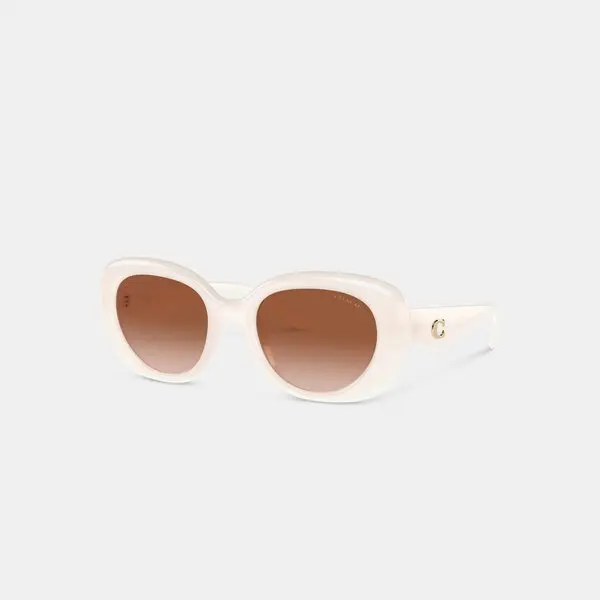COACH C Hardware Round Sunglasses - Milky Ivory