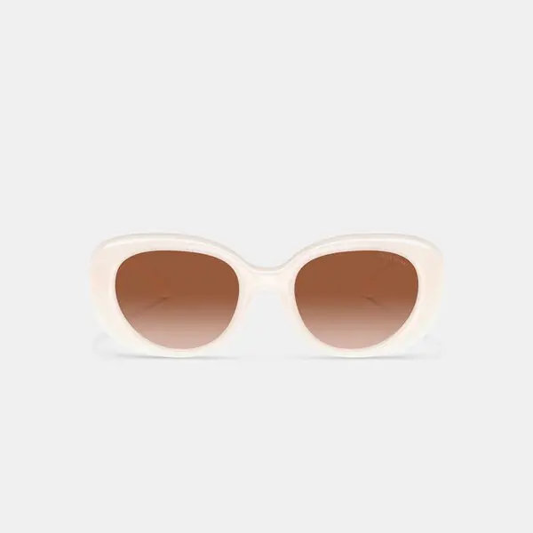 COACH C Hardware Round Sunglasses - Milky Ivory