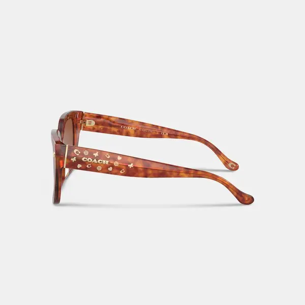 COACH® Charms Oversized Square Sunglasses - Caramel Tortoise