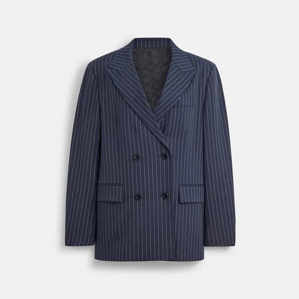 COACH Double Breasted Blazer - Navy/white