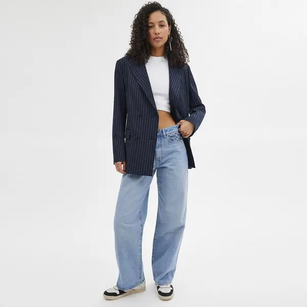 COACH Double Breasted Blazer - Navy/white