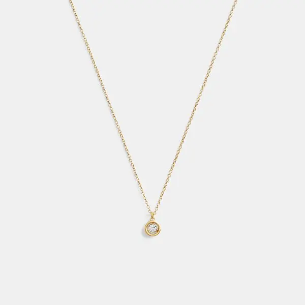 Coach Halo Round Pendant Necklace - Gold