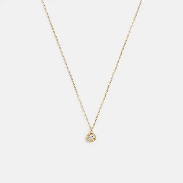 COACH Halo Round Pendant Necklace - Gold