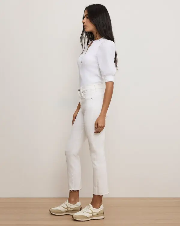 Veronica Beard Coralee Puff-sleeve Tee - White