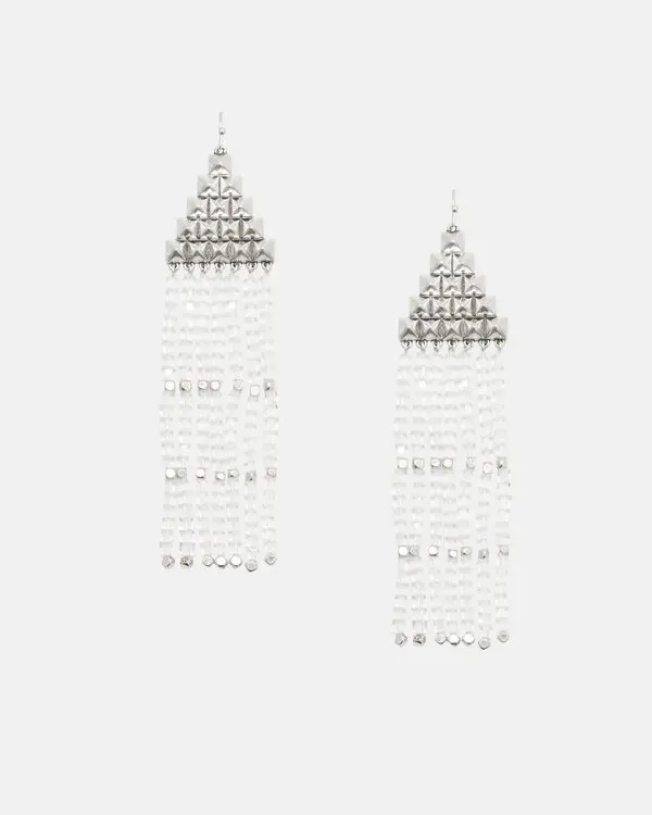 ALLSAINTS Sarai Studded Beaded Drop Earrings - Warm Silver/clear