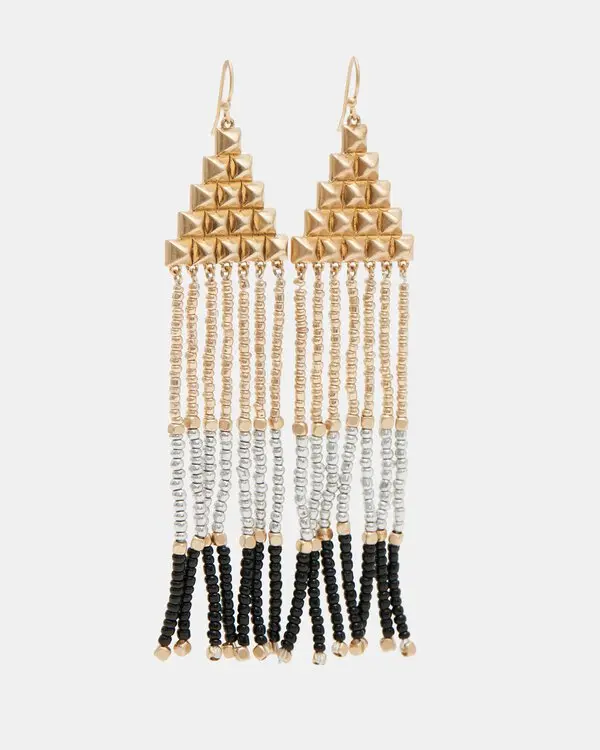 ALLSAINTS Sarai Studded Beaded Drop Earrings - Wrm Brs/wrm Sil/bk