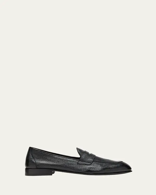 Brioni Appia Deerskin Penny Loafers - Black