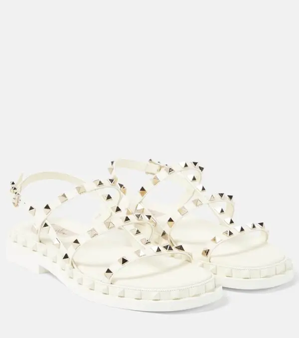 Valentino Garavani Rockstud Leather Sandals - White
