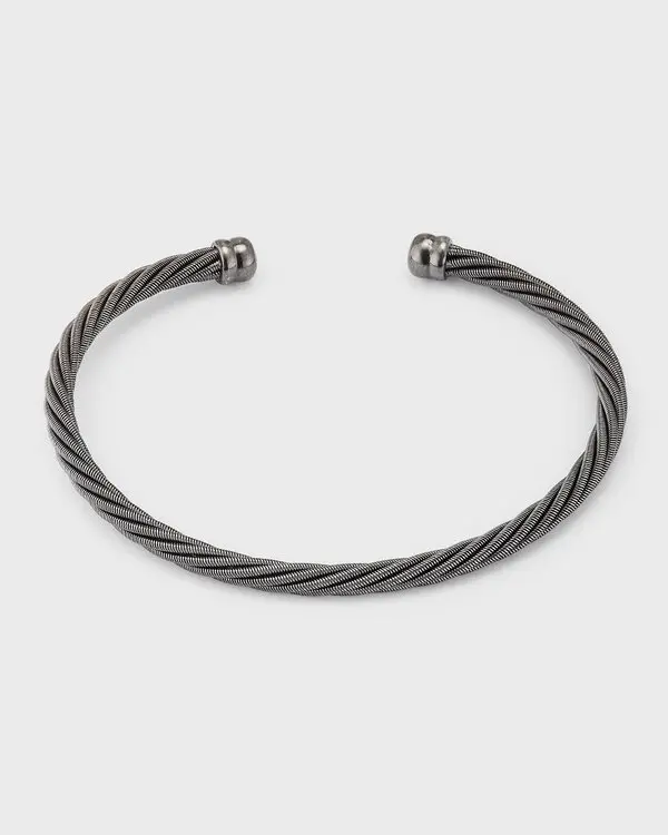 JAN LESLIE Twisted Cable Cuff Bracelet - Gunmetal