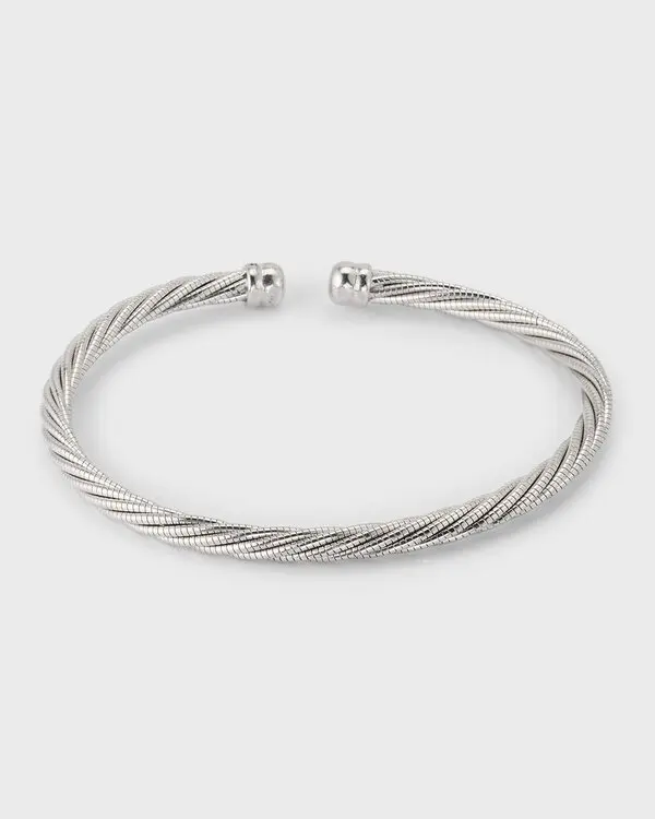 JAN LESLIE Twisted Cable Cuff Bracelet - Silver