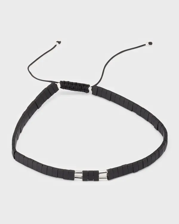 JAN LESLIE Sterling Silver Beaded Pull Cord Bracelet - Black