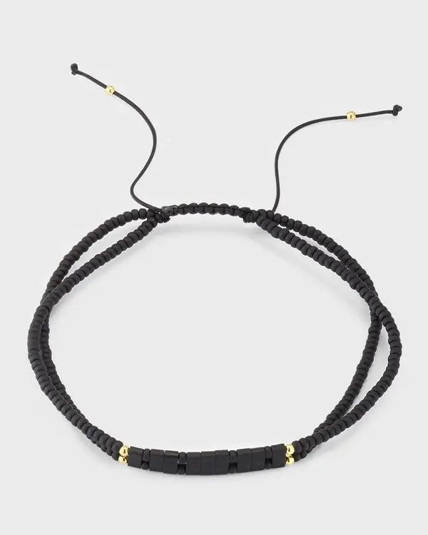 JAN LESLIE Glass Micro-bead Pull Cord Bracelet - Black