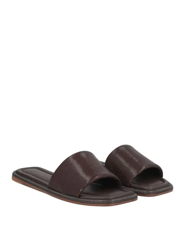 Brunello Cucinelli Leather Slide Sandals