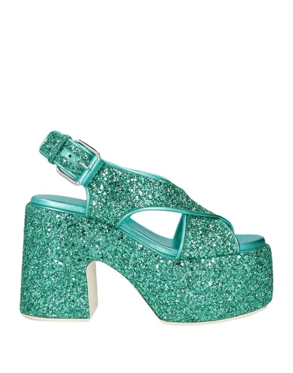 Casadei Glittered Textile Fiber Slingback Sandals