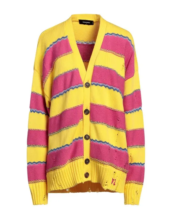 Dsquared2 Striped Knit Cardigan - Yellow