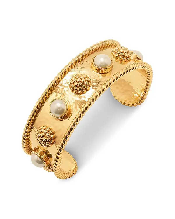 CAPUCINE DE WULF Berry & Jade Cuff Bracelet - Gold/pearl