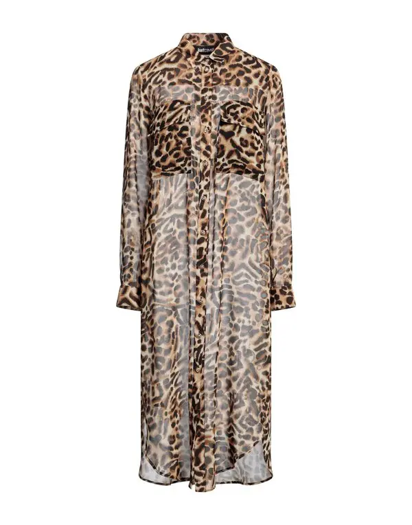 Just Cavalli Leopard-print Crepe Midi Shirt Dress